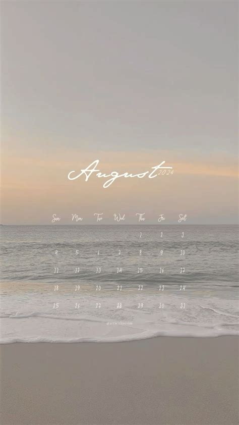 Helloaugust August Calendar Wall Wallpaper Sea Minimal