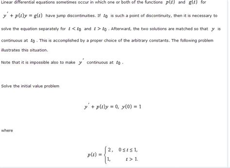 solved linear differential equations sometimes occur in
