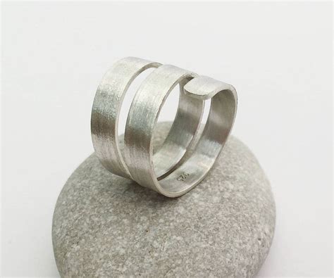 Wrap Ring Silver Bypass Ring Silver Statement Modern Silver Etsy