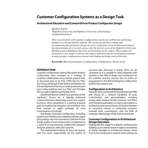 Pdf Customer Configuration Systems As A Design Task Architectural