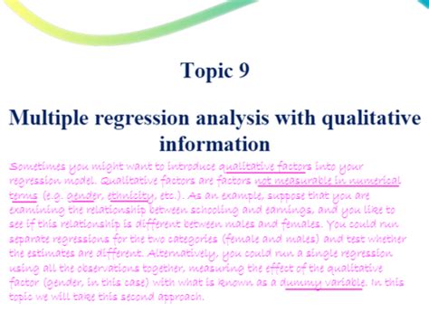 Multiple Regression Analysis With Qualitative Information Flashcards Quizlet