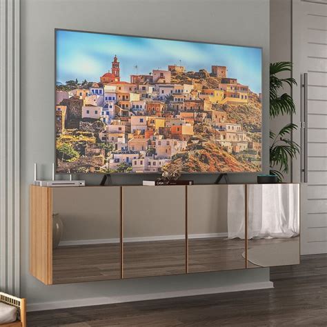 Rack Tv Até 50 Polegadas 4 Portas Suspenso Com Espelhos Multimóveis