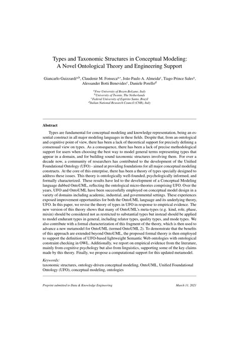 Pdf Types And Taxonomic Structures In Conceptual Modeling A Novel