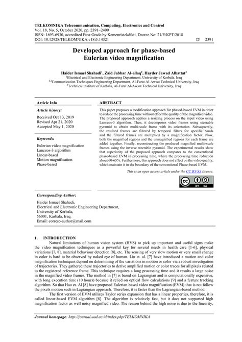 PDF Developed Approach For Phase Based Eulerian Video Magnification