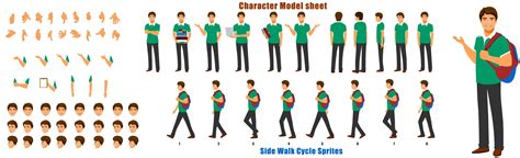 courier woman character model sheet walk cycle run cycle animation
