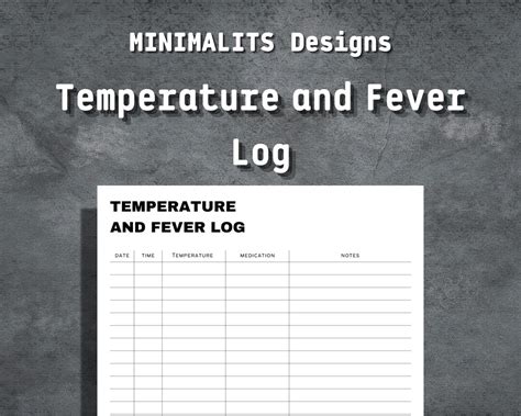 Temperature And Fever Log Fever Tracker Fever Chart Etsy