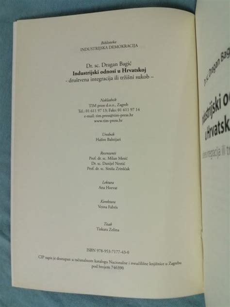 Dragan Bagić Industrijski Odnosi U Hrvatskoj Z32