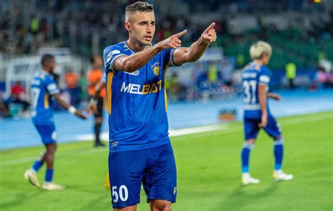 Cfcs Rafael Crivellaro Celebrating His Goal Against Jfc At The Jawaharlal Nehru Stadium On