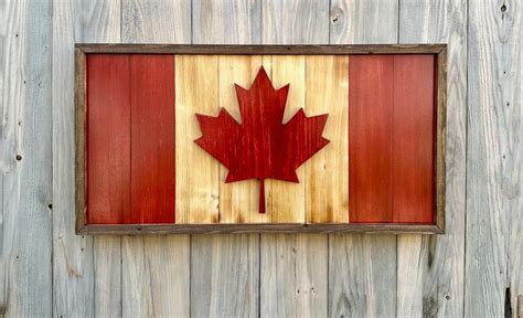 3d Wooden Canada Flag Red And Natural Framed Official Ratio