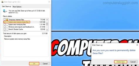 Delete Memory Dump Files Using Disk Cleanup In Windows ComputerSluggish