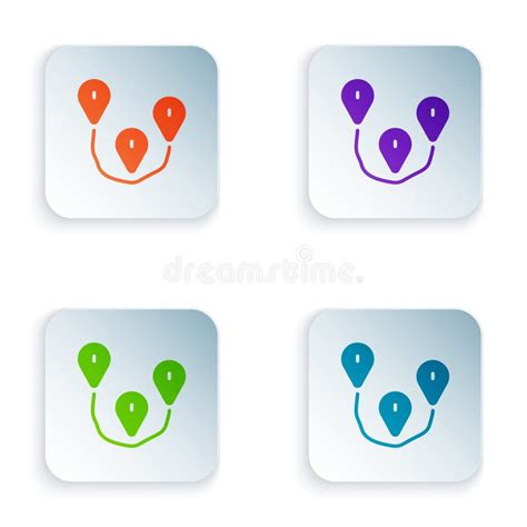 Color Route Location Icon Isolated On White Background Map Pointer