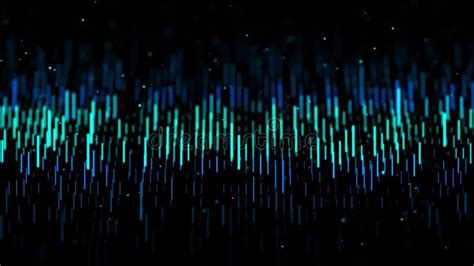 Abstract Dynamic Wave Flow Of Blue Vertical Lines On Dark Background Big Data Visualization 3d