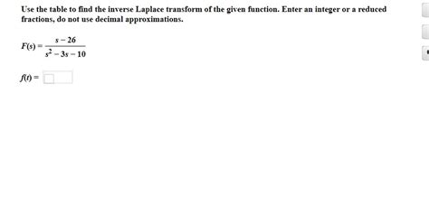 Solved Use The Table To Find The Inverse Laplace Transform