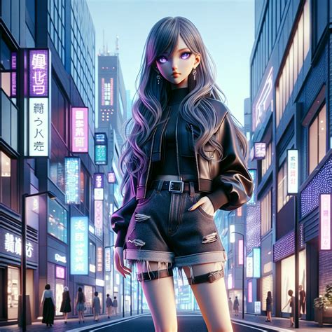 Anime Girl Grey Hair Purple Eyes Fanart