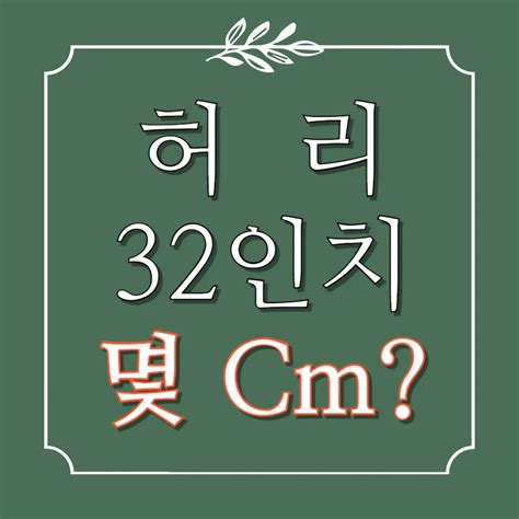 허리 32인치 몇cm 일까 리치시크릿