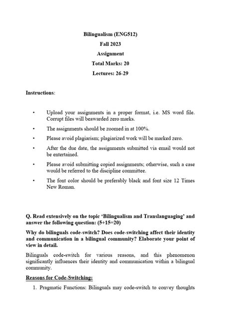 Code Switching In Bilingualism Pdf Multilingualism Communication