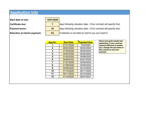 Progress Payment Payment Schedule Excel Template Webqs