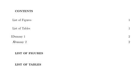 revtex how to put list of figures tables after table of contents in
