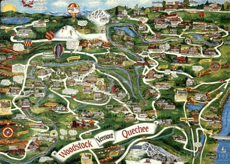 Street Map Of Woodstock And Quechee Vermont Woodstock Vermont Vermont