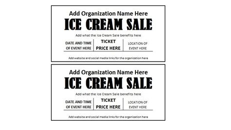 Ice Cream Sale Ticket Ice Cream Sale Fundraiser Ticket Ice Cream Sale