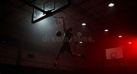 Dunking In The Dark A Powerful Basketball Moment Under Dramatic Lights Sports Action