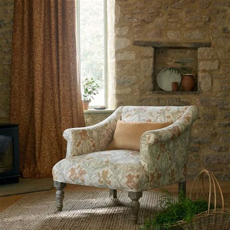 Iris Fabric Neutral And Yellow Floral Curtain Fabric