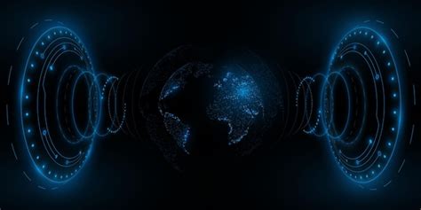 Cyfrowa Planeta Ziemia Niebieskie świecące Rundy Hud Z Elementami Hologramu Glob Scifi Do