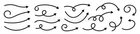 collection of curved arrows set simple curved hand drawn arrows