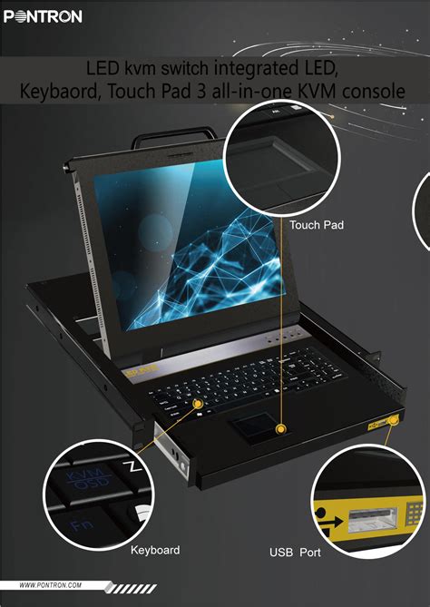 1U LCD KVM Drawer Rack Mount Vga KVM Switch 8 Ports KVM Console Cost Effective All In One 19