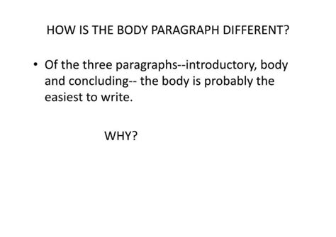 W Riting Body Paragraphs Ppt