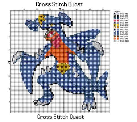 Free Garchomp Cross Stitch Pattern Pokemon Pokemon Cross Stitch