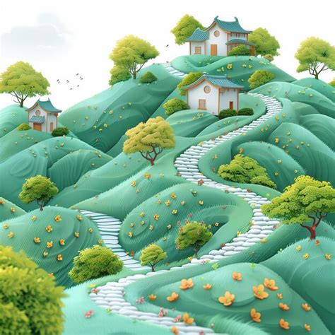 Premium Photo There Is A Small House On A Hill With A Path Going Up It Generative Ai