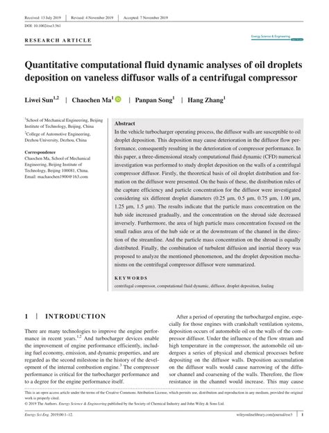 Pdf Quantitative Computational Fluid Dynamic Analyses Of Oil Droplets Deposition On Vaneless