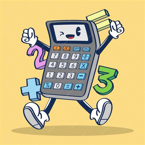 Premium Vector Calculator Cartoon Character Jumping And Say Horay