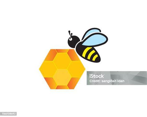 Bal Bee Logo Şablon Vektör Simge Illüstrasyon Stok Vektör Sanatı