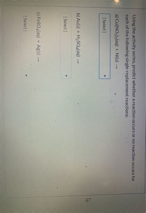 Solved Using The Activity Series Predict Whether A Reaction Chegg