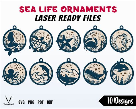 Sea Life Ornament Svg Laser Files Christmas Ornament Svg Sea Life