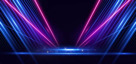 Abstract Elegant Dark Blue Background With Blue And Pink Neon Line And Lighting Effect Sparkle
