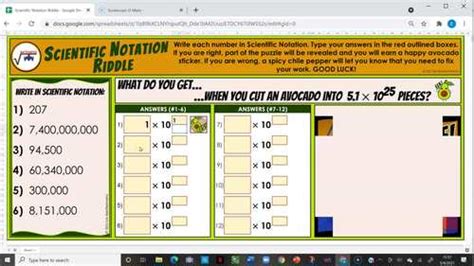 Writing Numbers In Scientific Notation Self Checking Digital Riddle