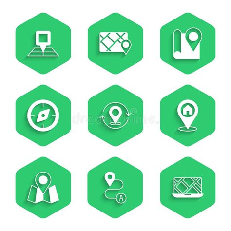Set Map Pin Route Location City Map Navigation Location With House