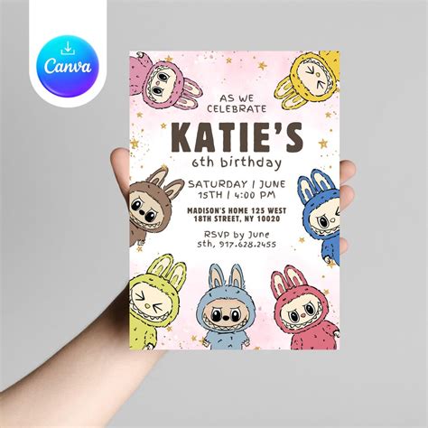 Labubu Birthday Card Printable