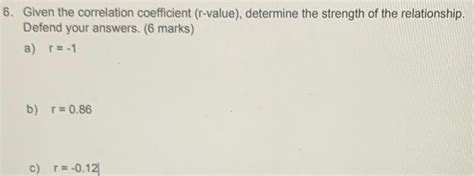 Answered 6 Given The Correlation Coefficient R Value Determine The