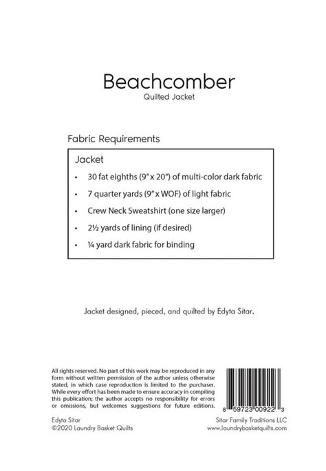 Beachcomber Quilted Jacket Pattern By Laundry Basket Quilts Etsy