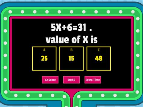 Equation And Formulae Gameshow Quiz