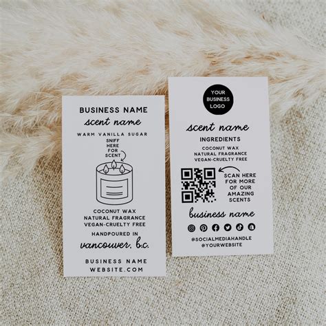 Candle Scent Sampler Card Template Wax Melt Tester Card Canva Card