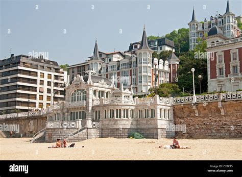 Playa De La Concha San Sebastian Spain Basque Country Beach Sea Sand