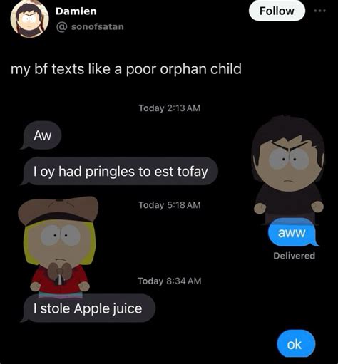 Pip Damien Text Haha Funny Lol Meme In 2025 South Park Funny South Park Memes South Park