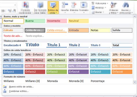 El Sabio De Excel Estilos Predefinidos En Excel