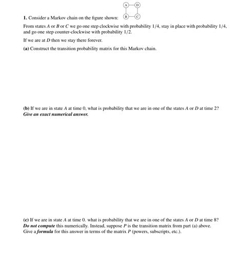 Solved Consider A Markov Chain On The Figure Shown From