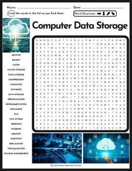 Computer Data Storage Word Search Puzzle Computer Science Computer Lab